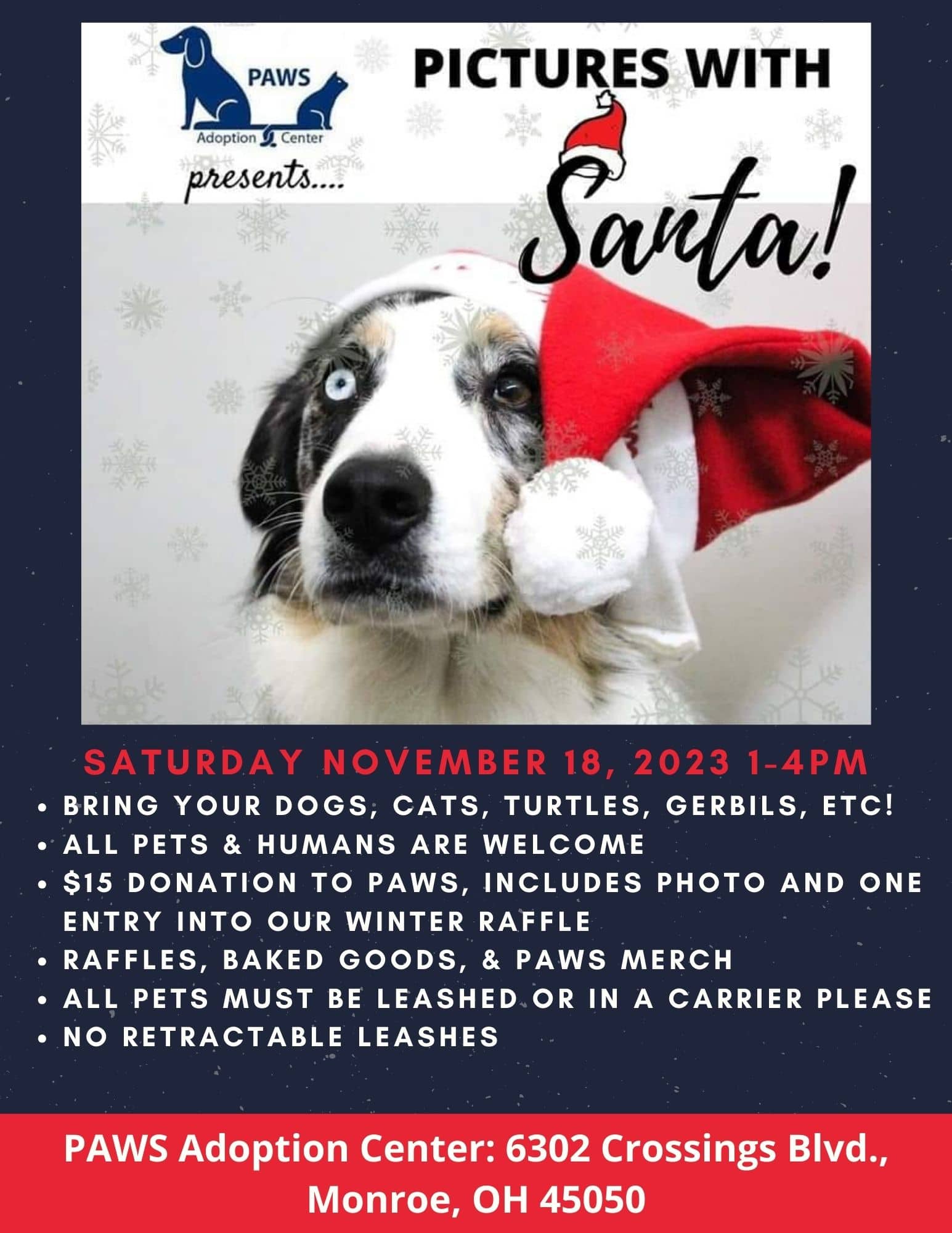 Join us for Pictures with Santa! - PAWS Adoption Center